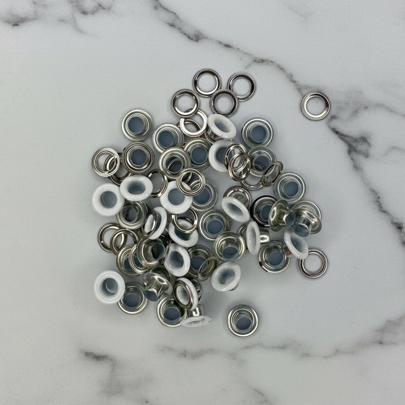 White Metal Eyelets – 5 mm Round Garment Accessories - 40 pcs per Pack ...