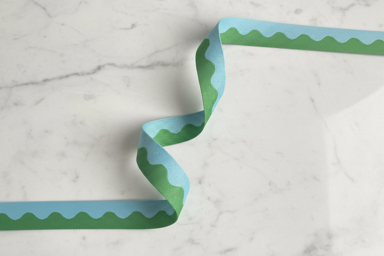 Wave Wonder Webbing 1 1/2" – Aqua & Green | Per Quarter-Metre – Troll ...